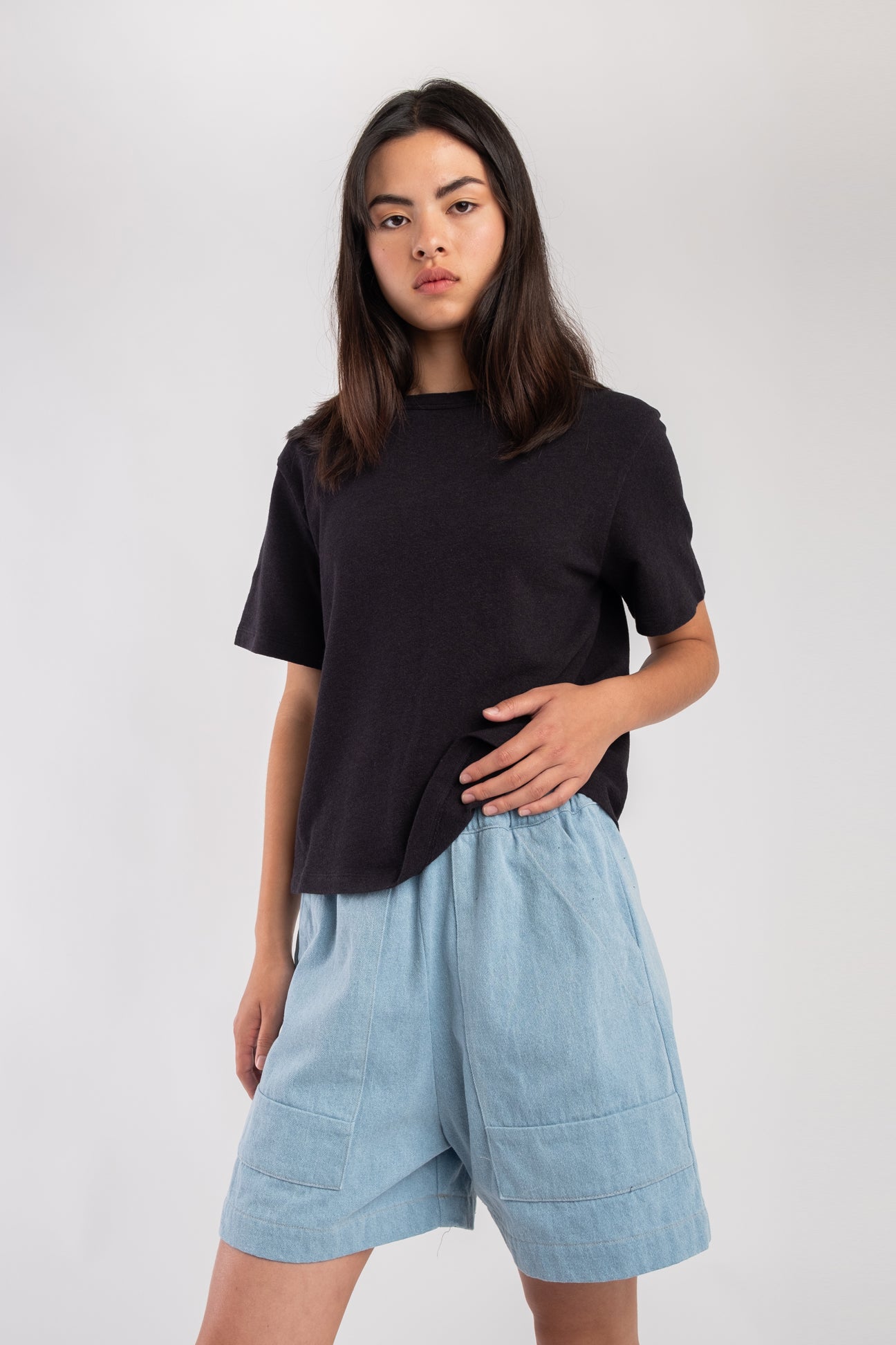Faded Black Terry Tee – Micaela Greg